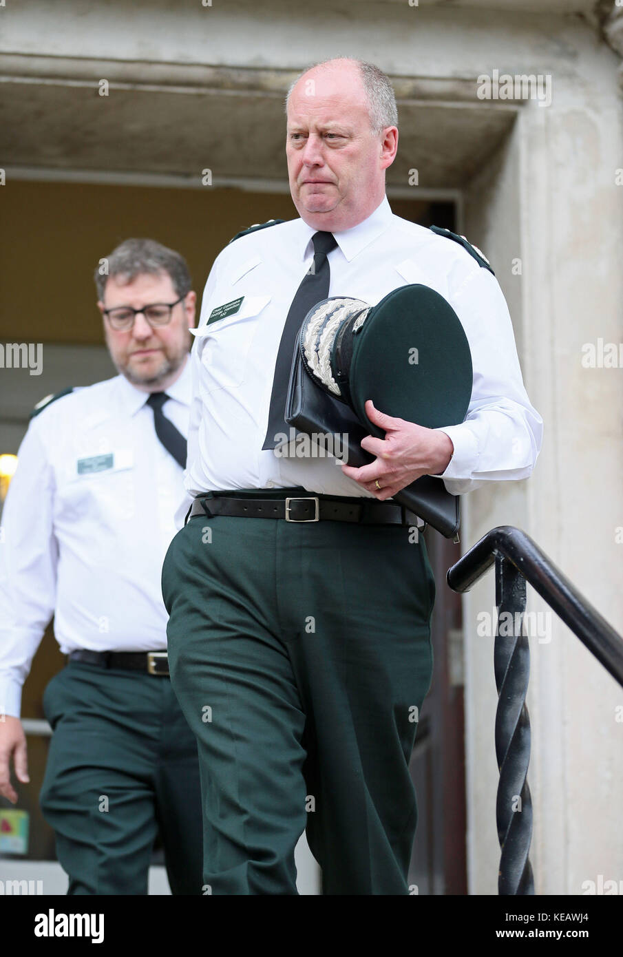 PSNI Chief Constable George Hamilton leaving an Anti-Slavery Day event ...