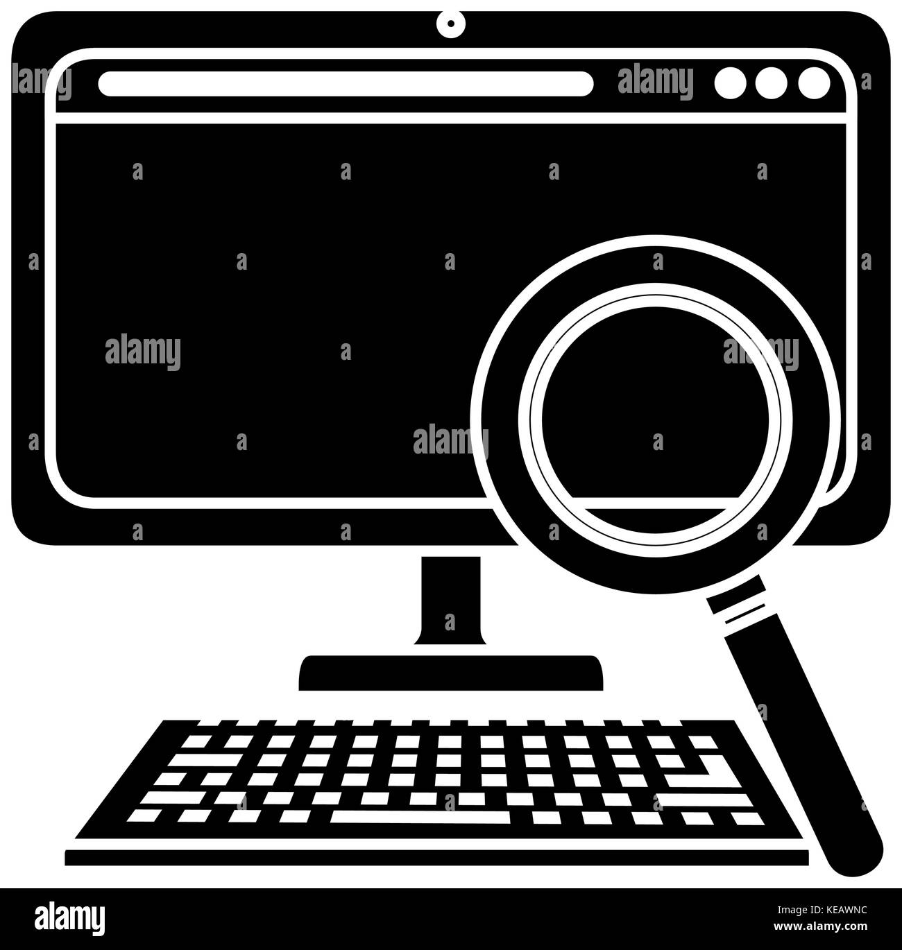 computer desktop with magnifying glass vector illustration design Stock ...