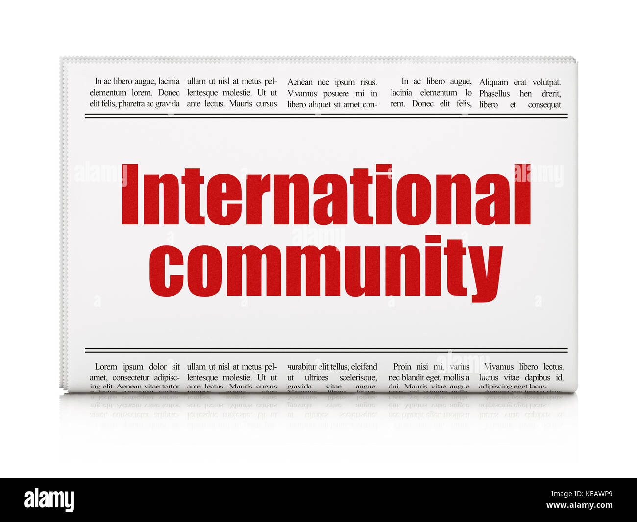 Political concept: newspaper headline International Community Stock ...
