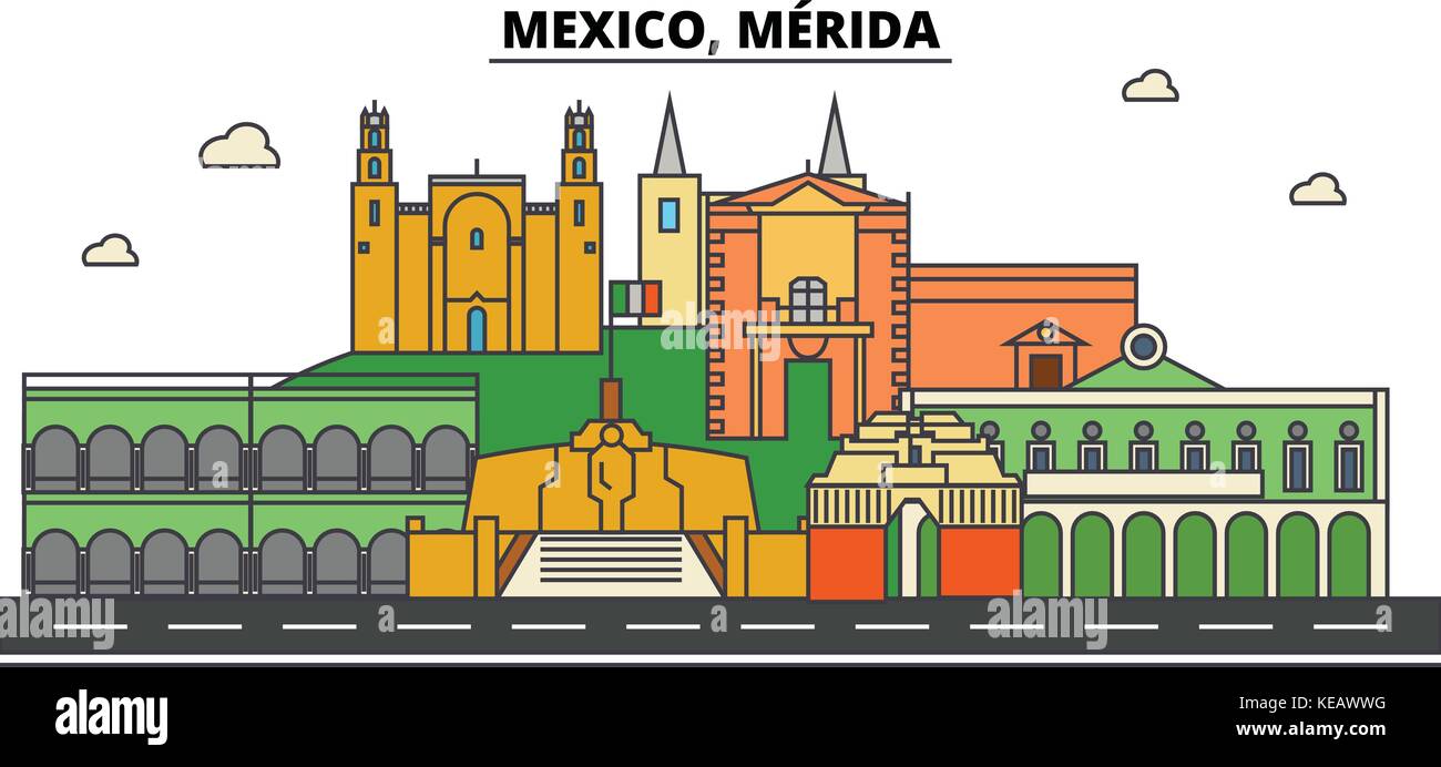 Mexico, Merida. City skyline, architecture, buildings, streets ...