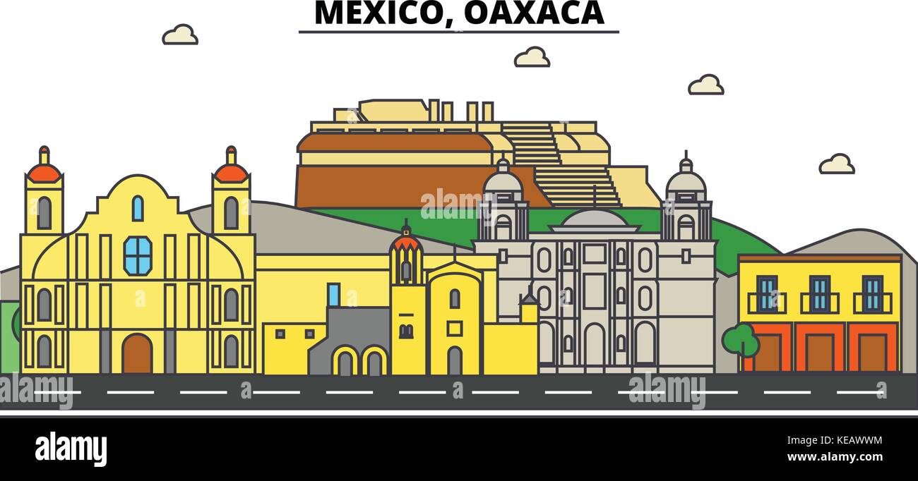 Mexico, Oaxaca. City skyline, architecture, buildings, streets ...