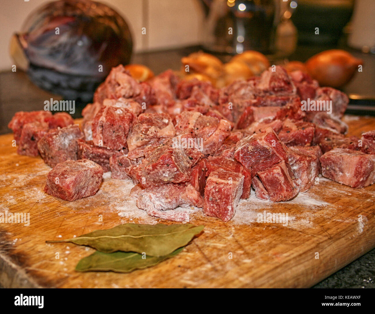 Chunks of meat in close up Stock Photo - Alamy