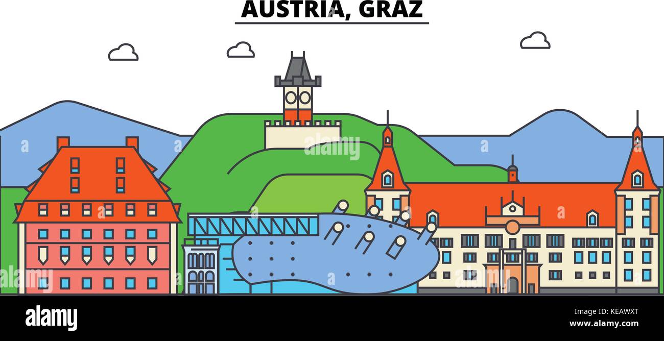 Austria, Graz. City skyline, architecture, buildings, streets ...