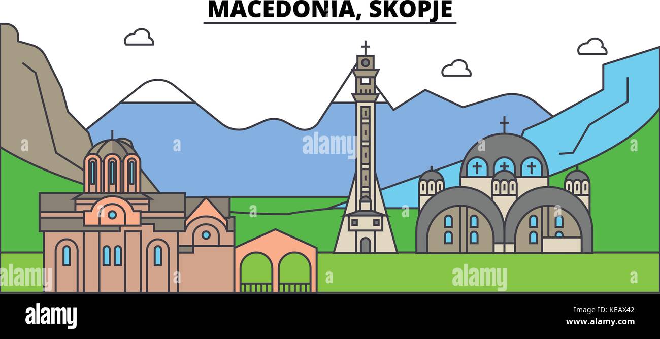 Macedonia, Skopje, mountain. City skyline, architecture, buildings ...