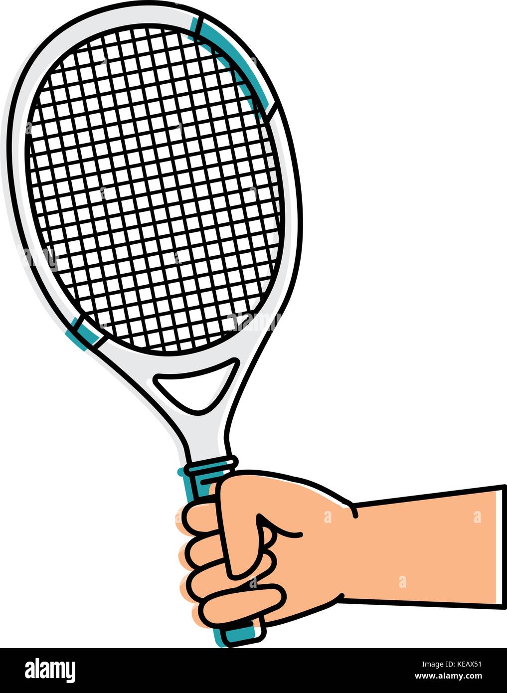 hand human with tennis racket vector illustration design Stock Vector ...