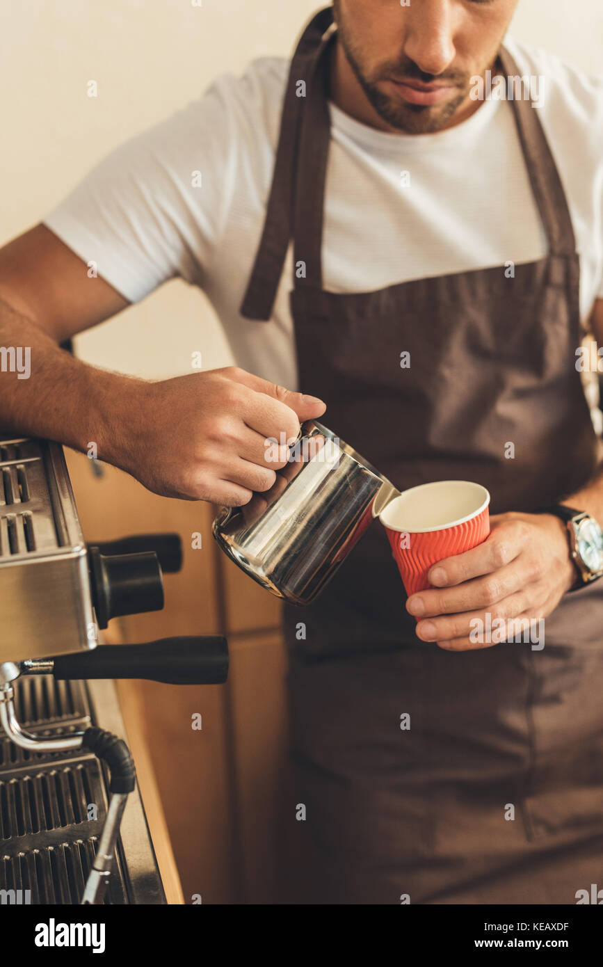 barista making coffee Stock Photo - Alamy
