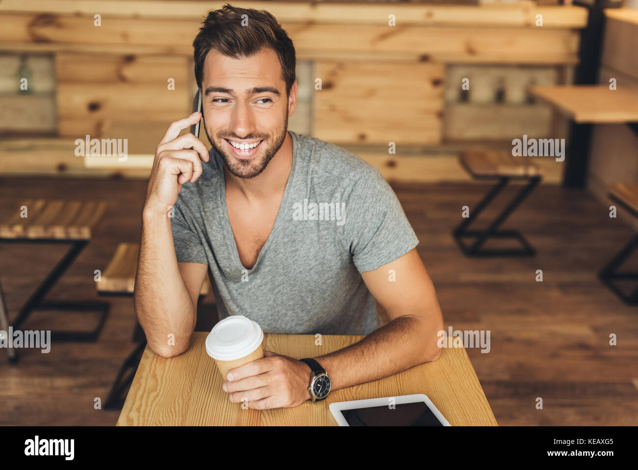 man talking on smartphone Stock Photo - Alamy