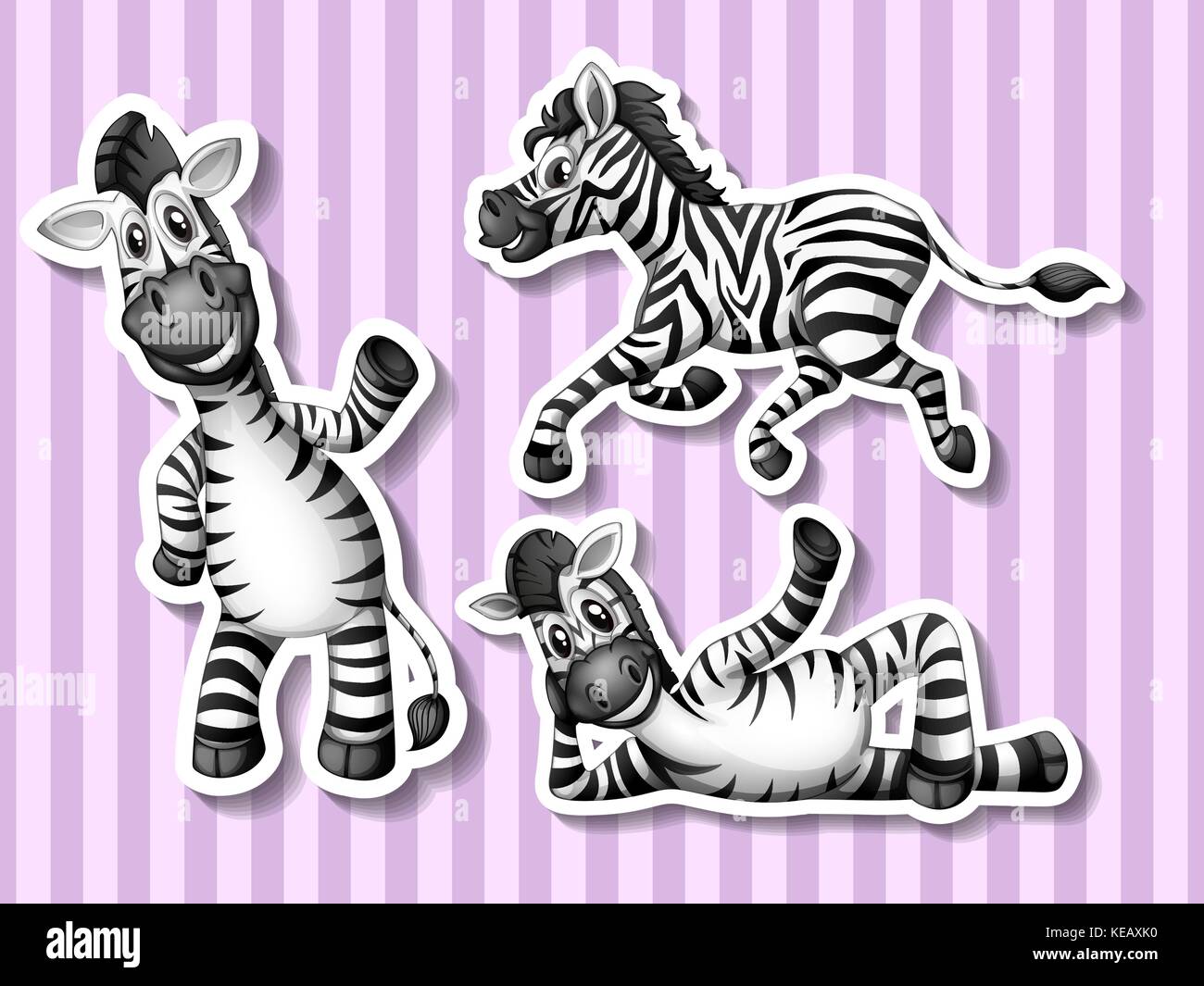 Different poses of zebras in striped background Stock Vector Image ...