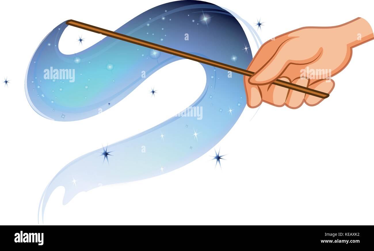 Hand holding magic wand illustration hi-res stock photography and ...