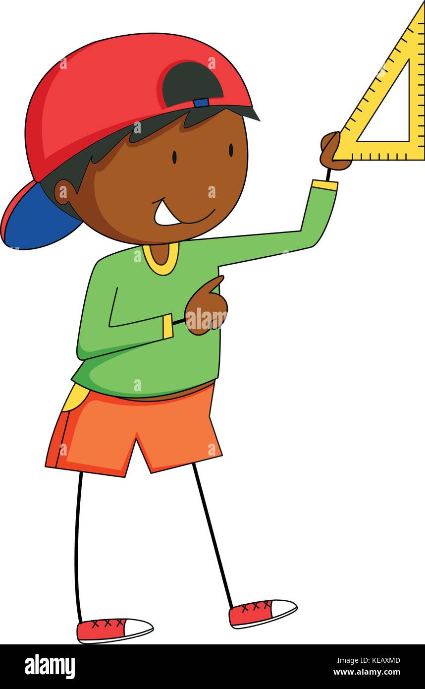 Closeup man holding a triangle to measure something Stock Vector Image ...