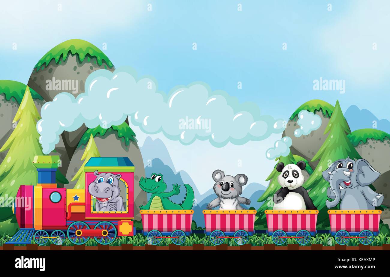 Cartoon railway train animals vector Stock Vector Images - Alamy