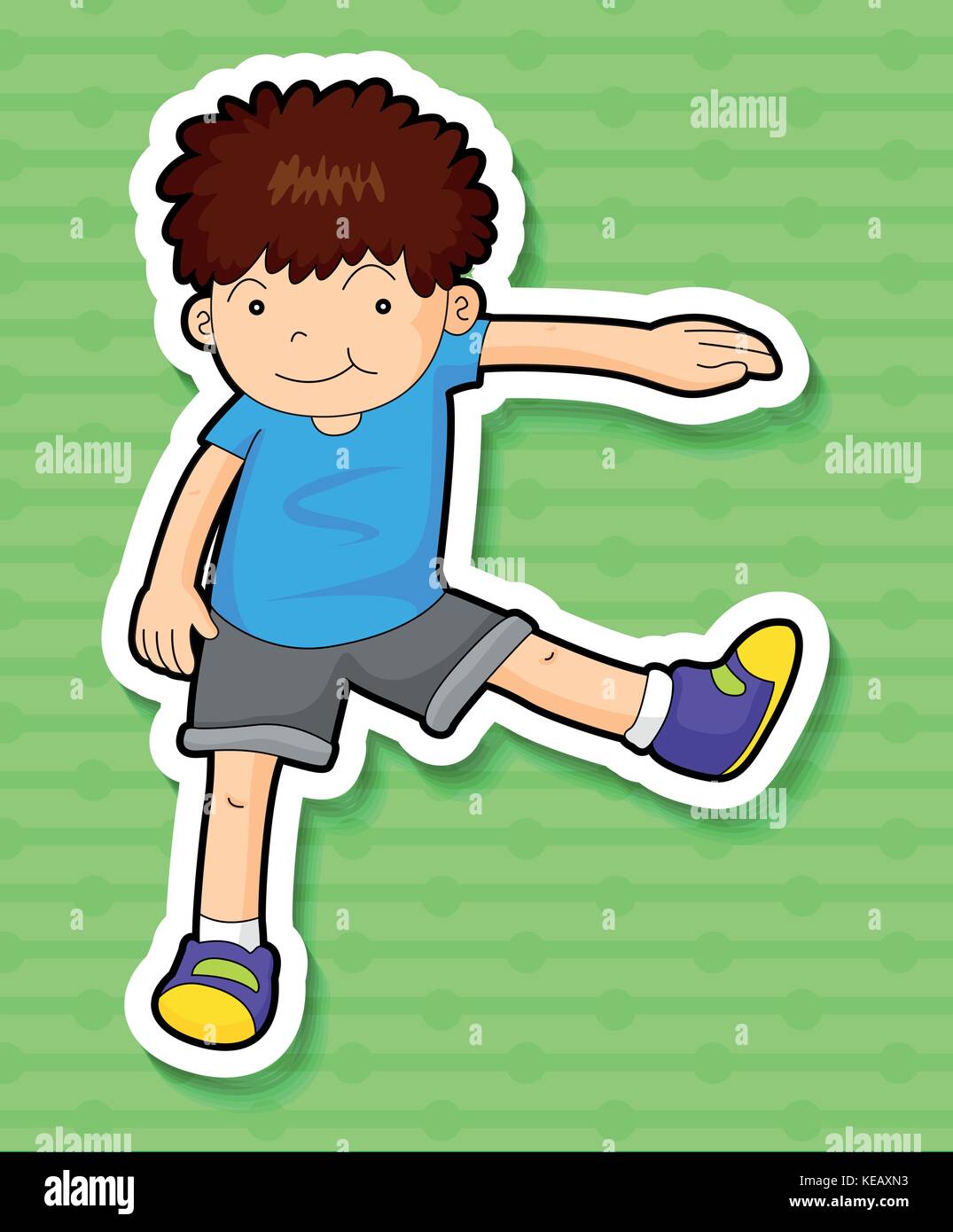 Boy standing leg stretching Stock Vector Images - Alamy