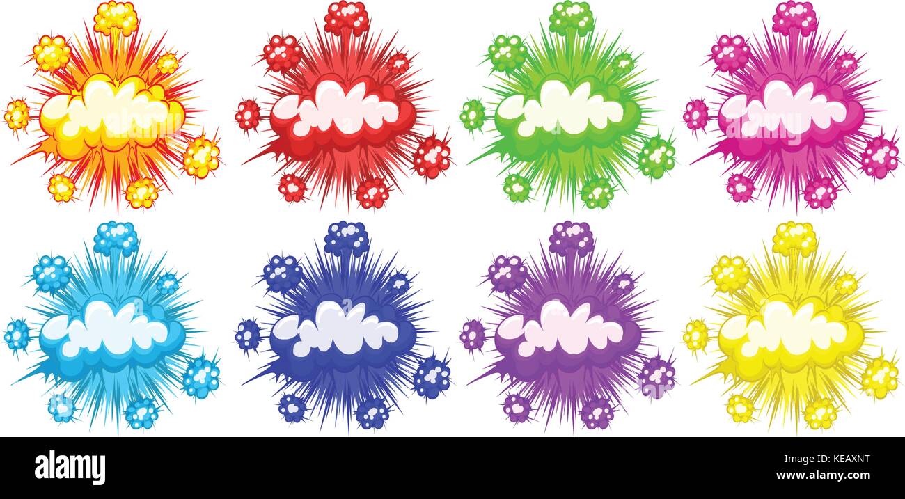 Eight different colors of cloud explosions Stock Vector Image & Art - Alamy