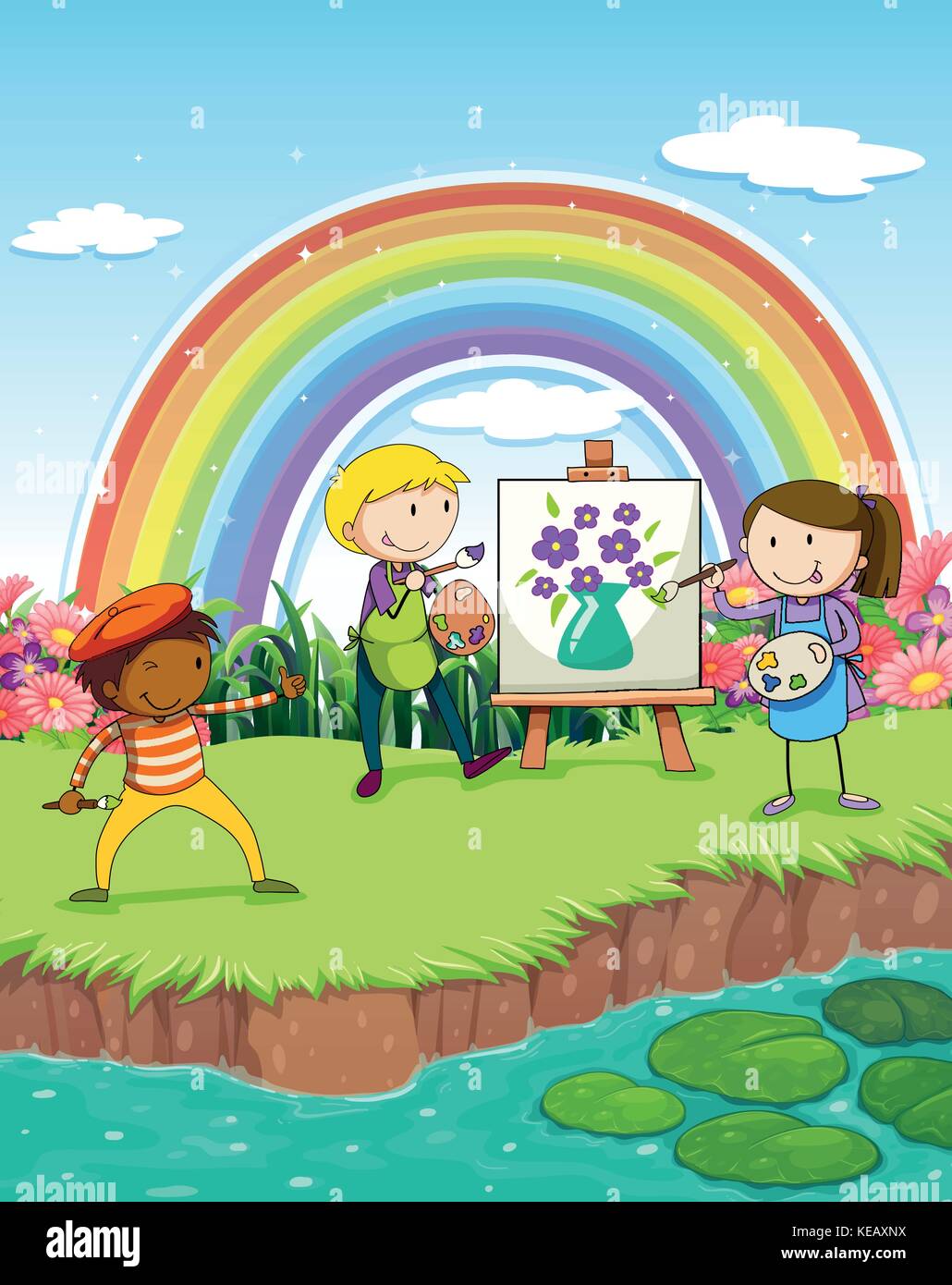 Drawing watercolor river Stock Vector Images - Alamy