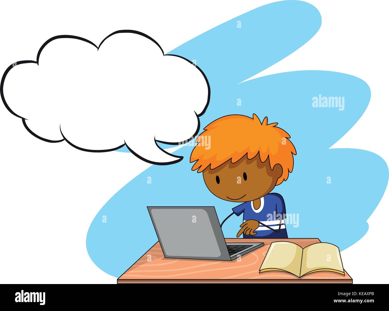 Boy studying laptop Stock Vector Images - Alamy