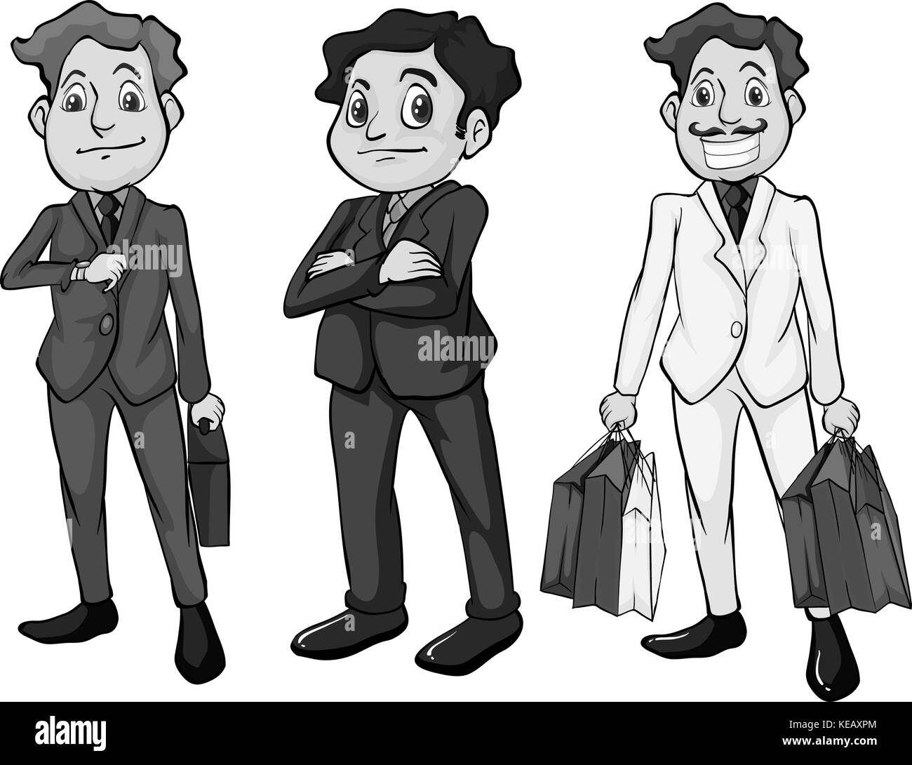Men in formal attire illustration in black and white Stock Vector Image ...