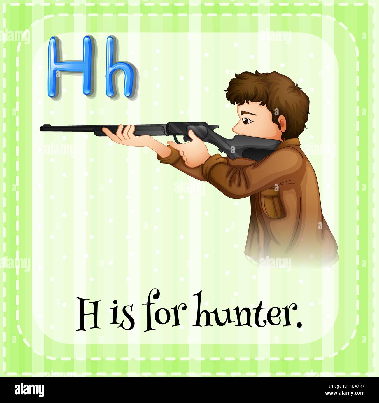 Flashcard letter H is for hunter with green background Stock Vector ...