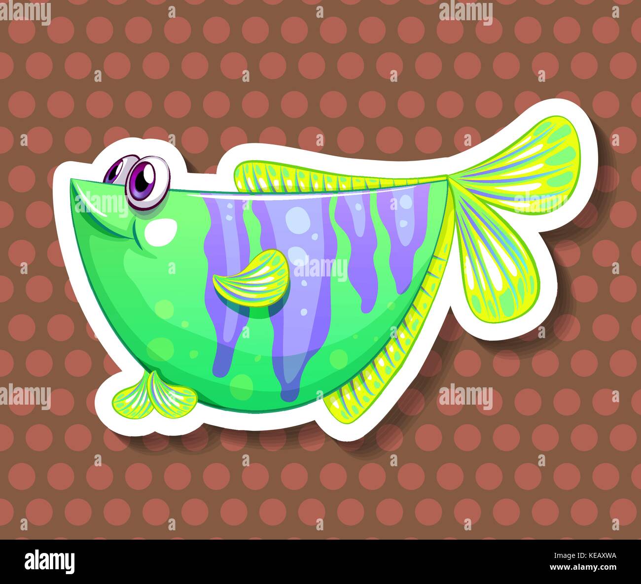 Closeup happy green fish on polkadot background Stock Vector Image ...
