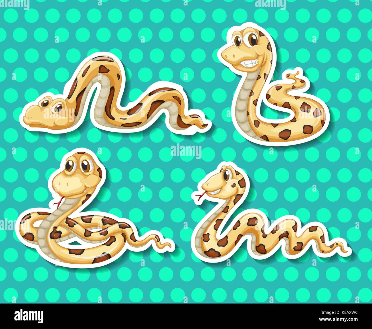 Four snakes in different positions on blue background Stock Vector ...