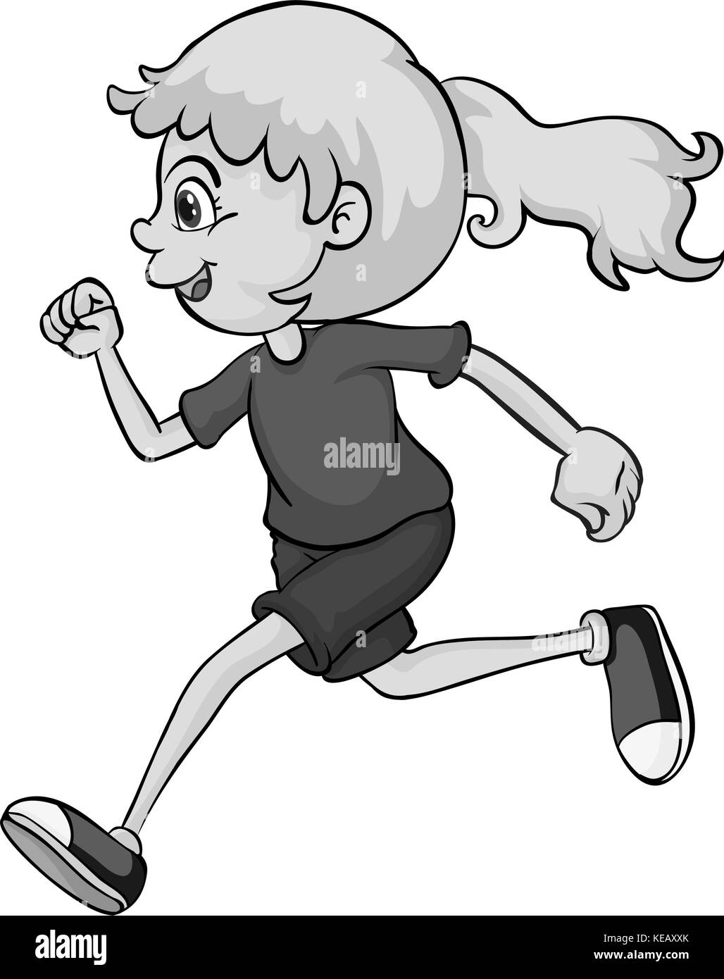 Cute girl running in gray Stock Vector Image & Art - Alamy