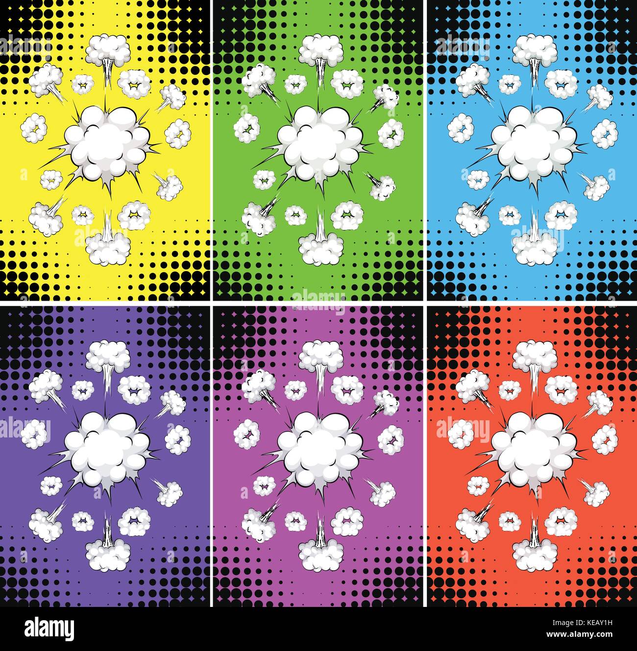 Six different colors of cloud explosion templates Stock Vector Image ...