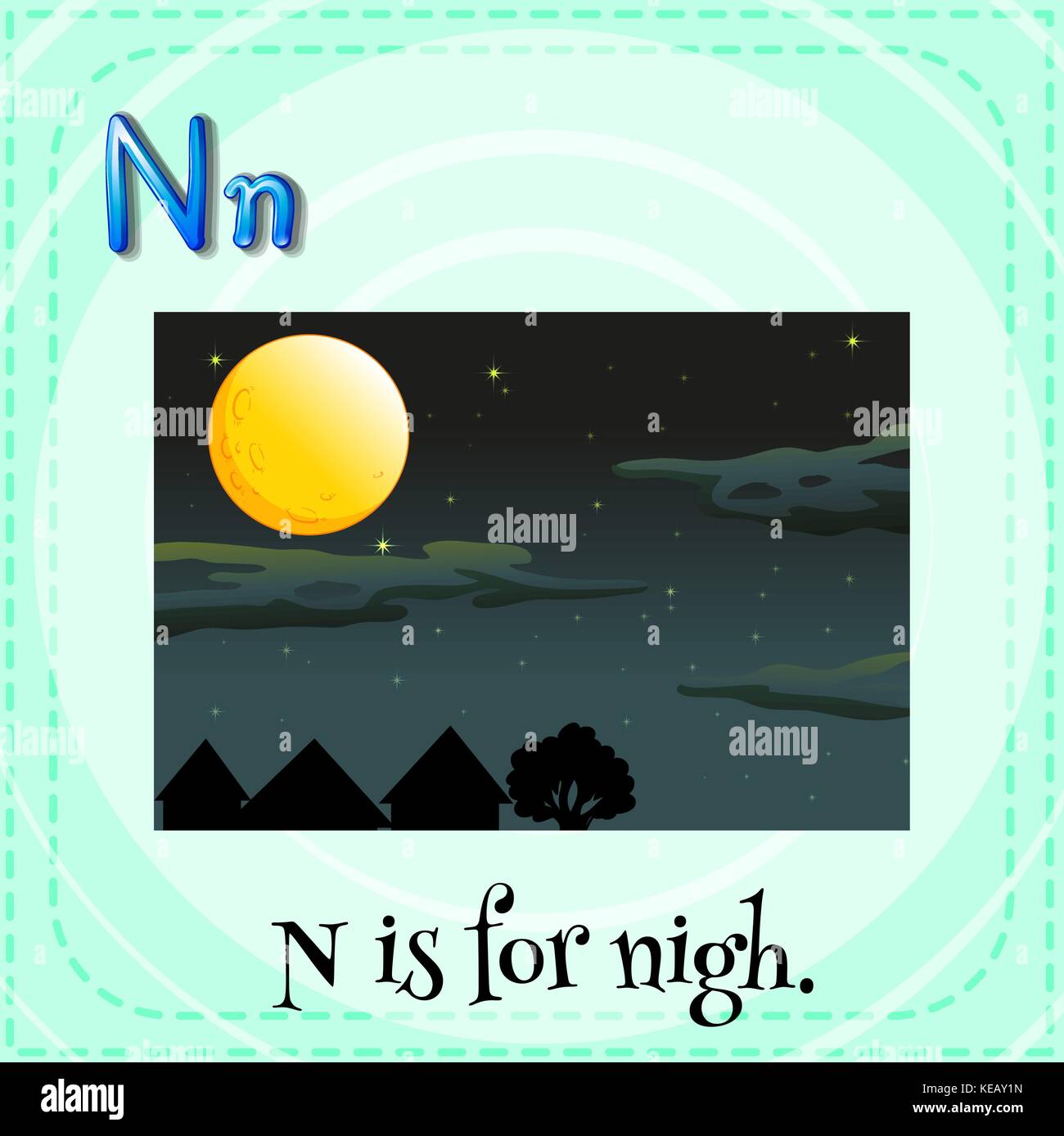 Flashcard letter N is for night Stock Vector Image & Art - Alamy
