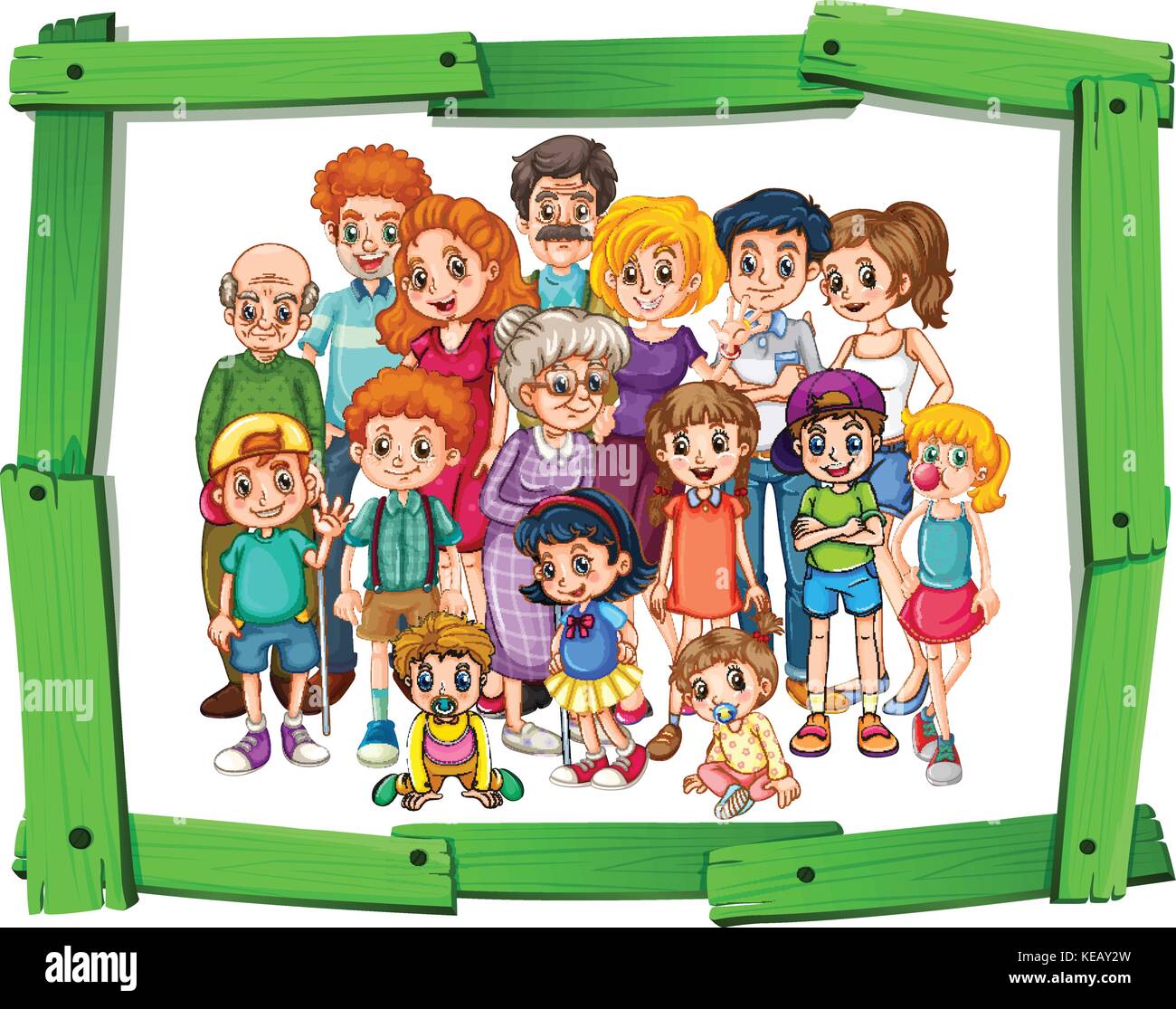 Family members in wooden photo frame Stock Vector Image & Art - Alamy