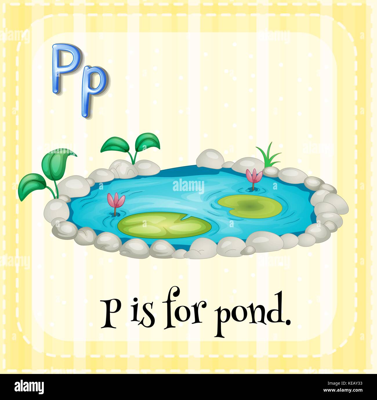 Flashcard of a letter P with a picture of a pond Stock Vector Image ...