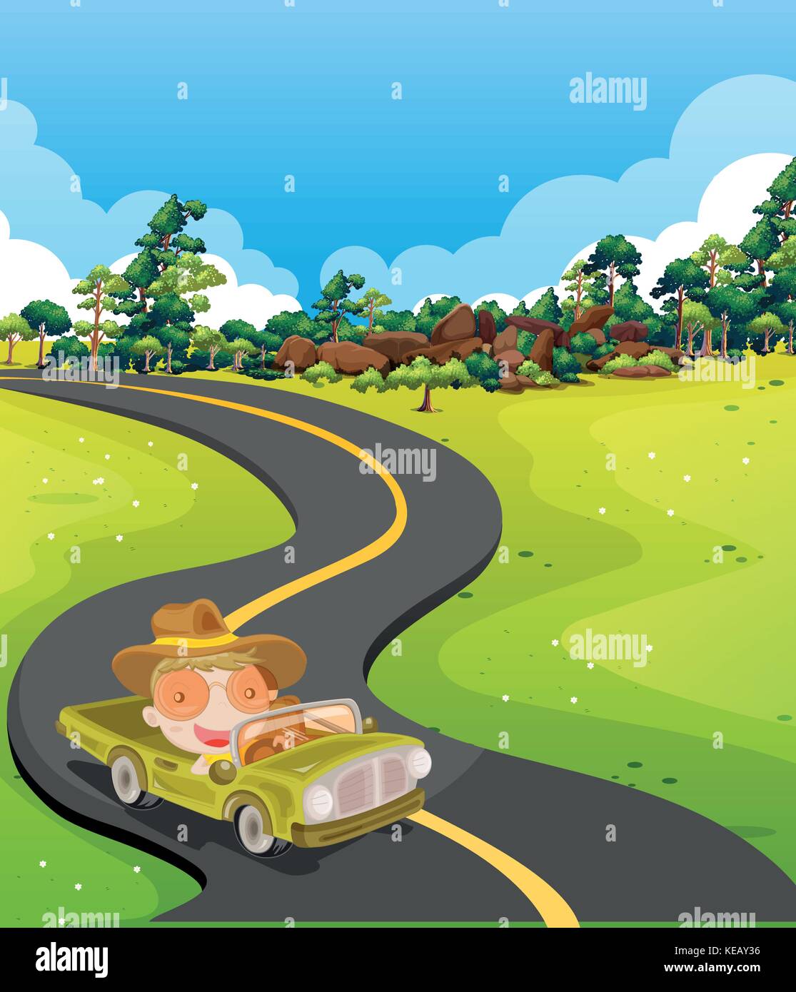 Road trip with countryside scene Stock Vector Image & Art - Alamy