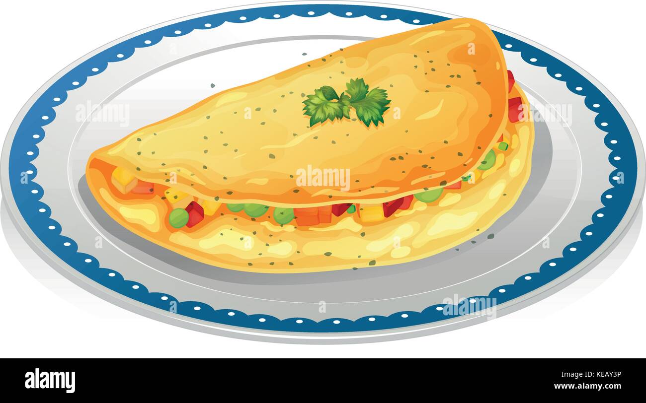 Illustration of a plate of omelet Stock Vector Image & Art - Alamy