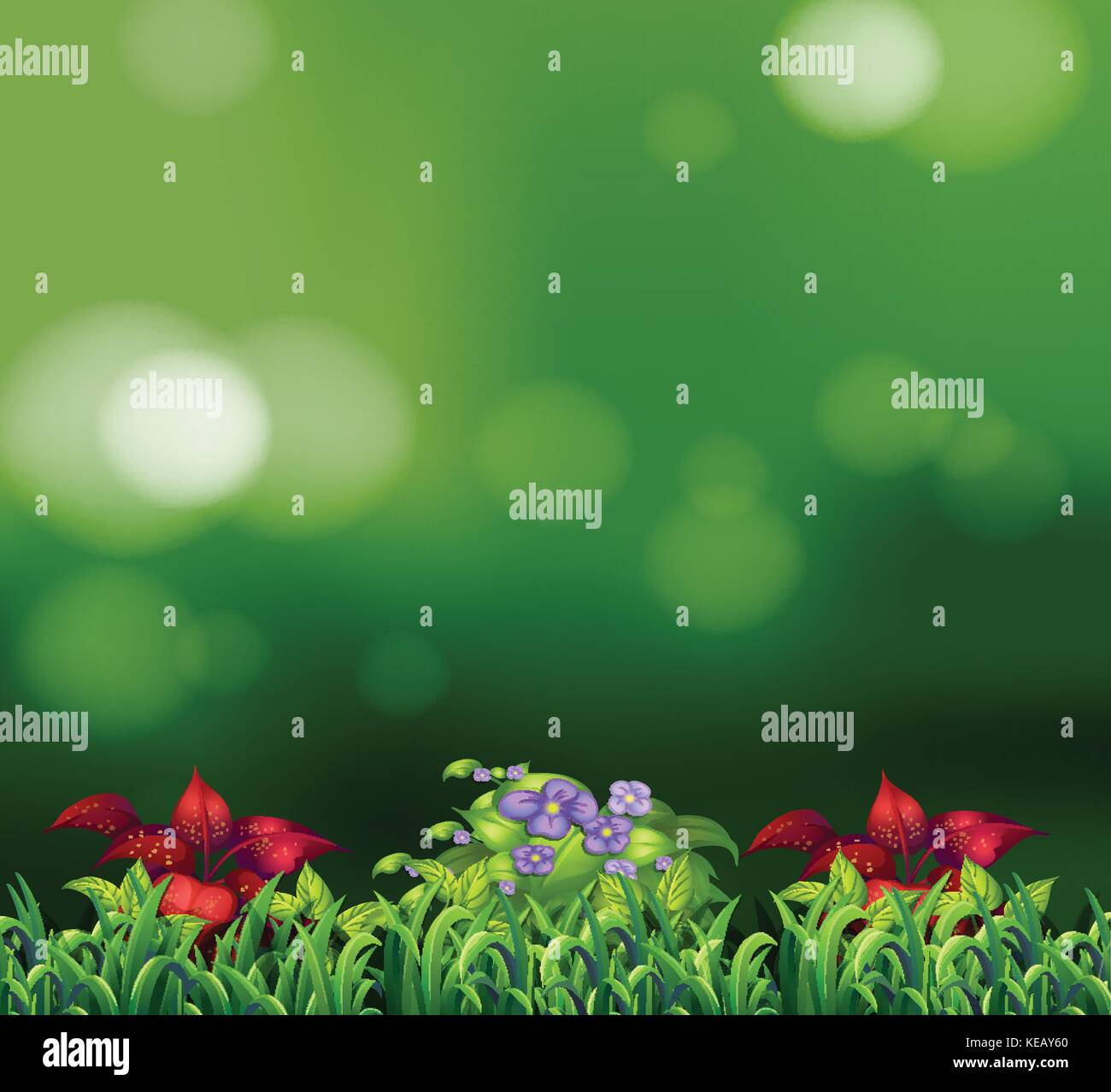 Green grass and beautiful flowers with green background Stock Vector ...