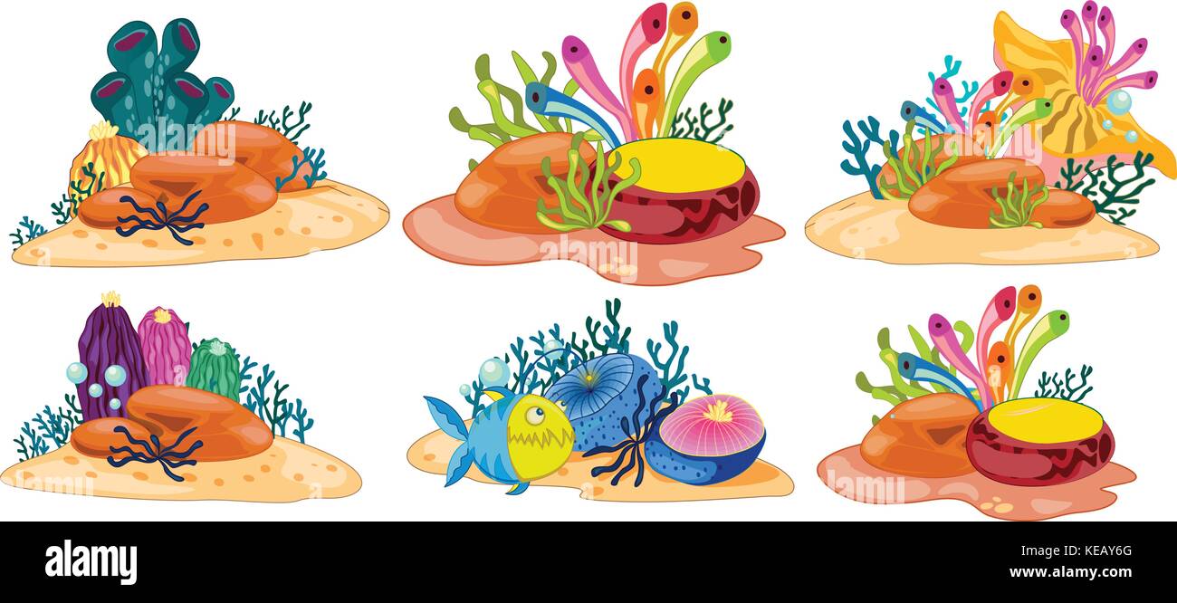 Coral reef rocks sea Stock Vector Images - Alamy