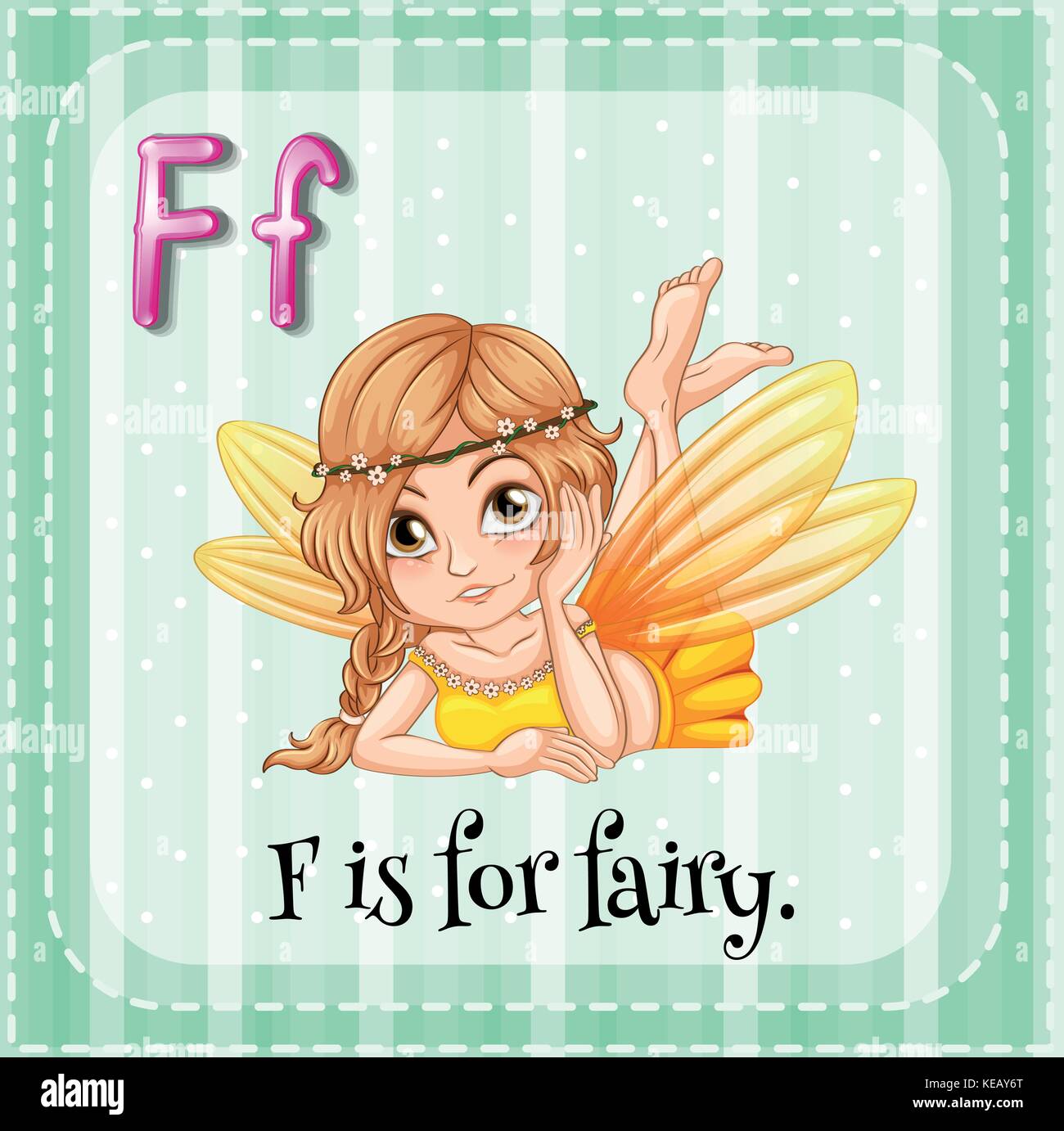 Flashcard of letter F with a pretty fairy pucture Stock Vector Image ...