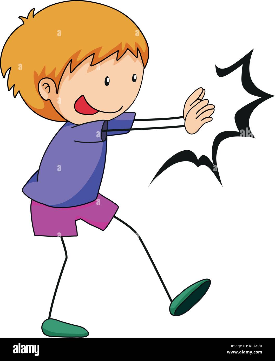 Closeup happy boy pushing something Stock Vector Image & Art - Alamy