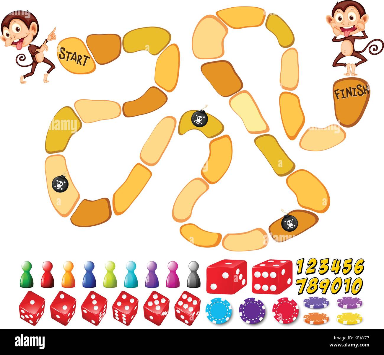 Illustration of a boardgame with monkeys Stock Vector Image & Art - Alamy