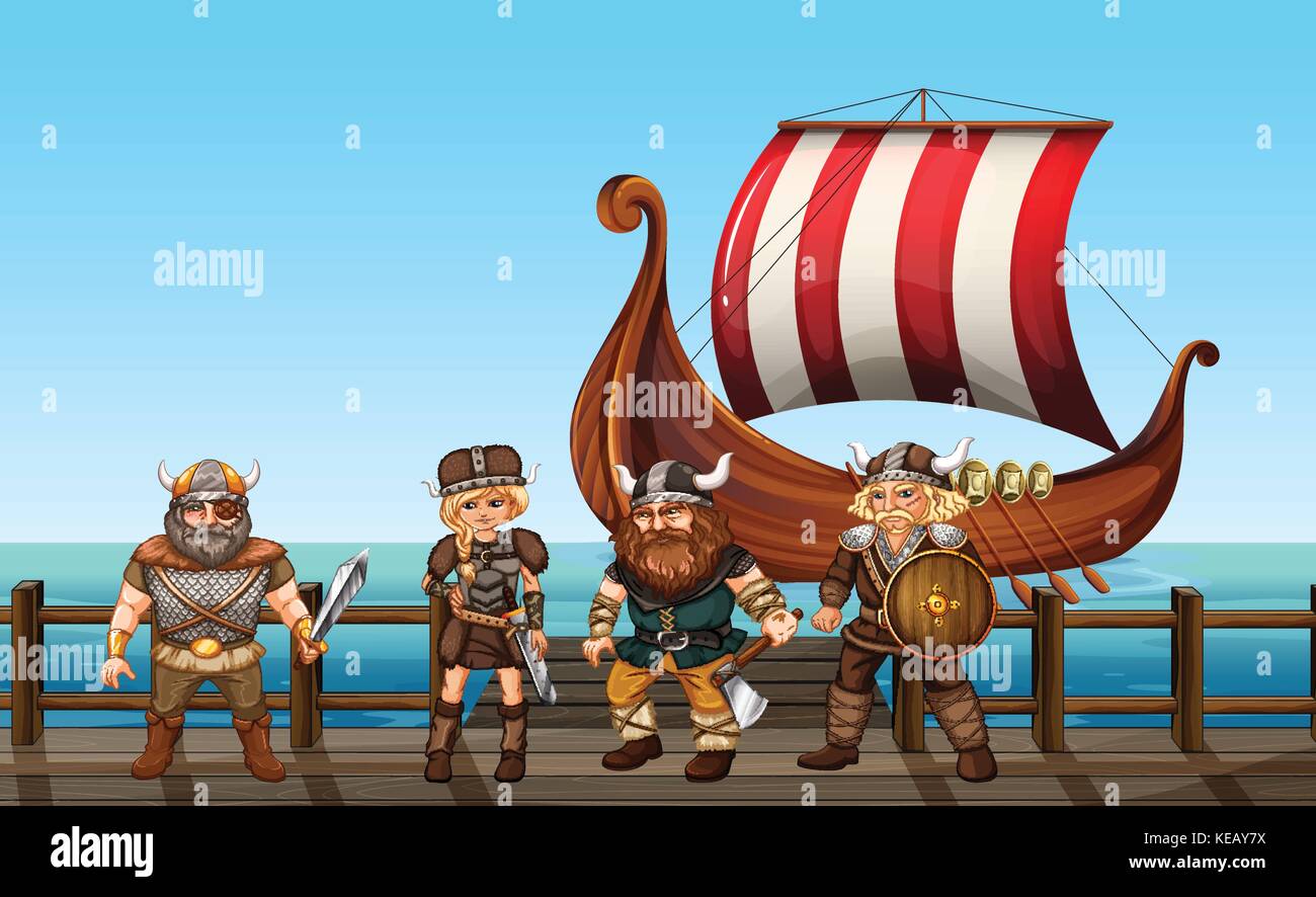 vikings standing on the pier Stock Vector Image & Art - Alamy