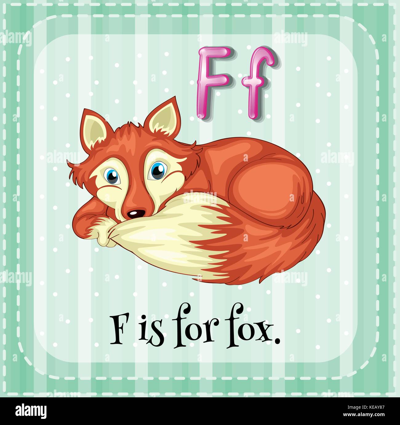 Flashcard of a letter F is a picture of a fox Stock Vector Image & Art ...