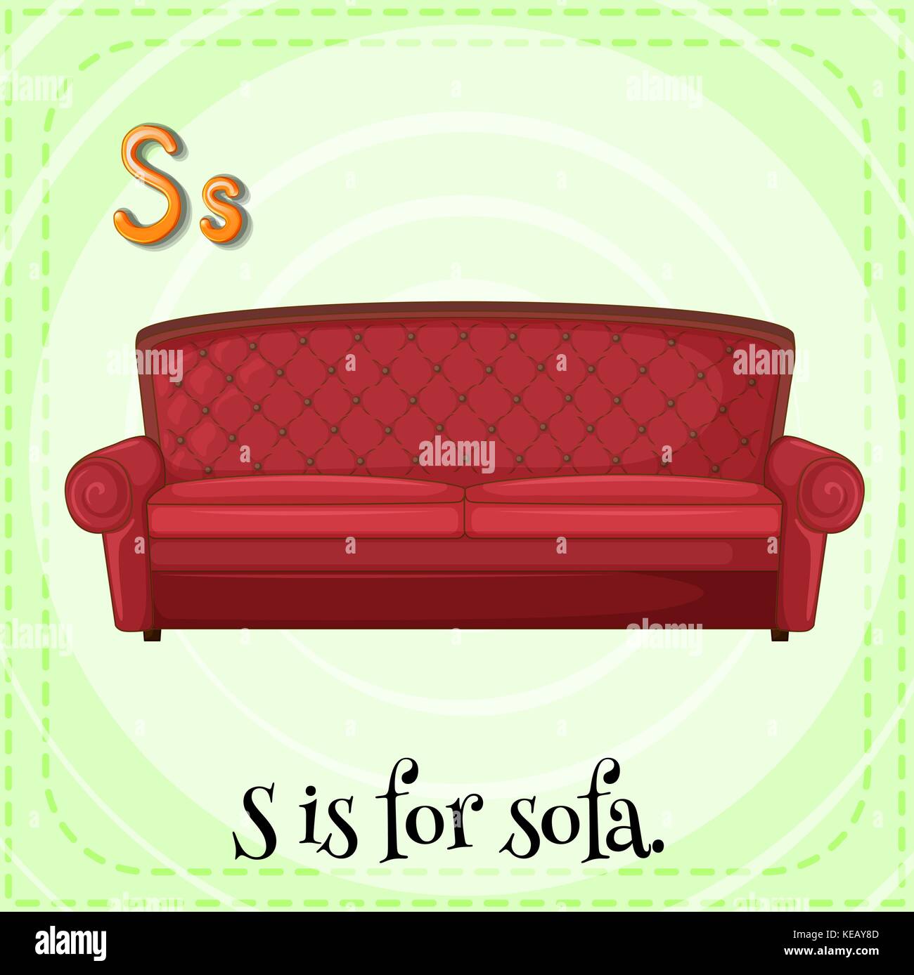 Flashcard of a letter S with a picture of red sofa Stock Vector Image ...