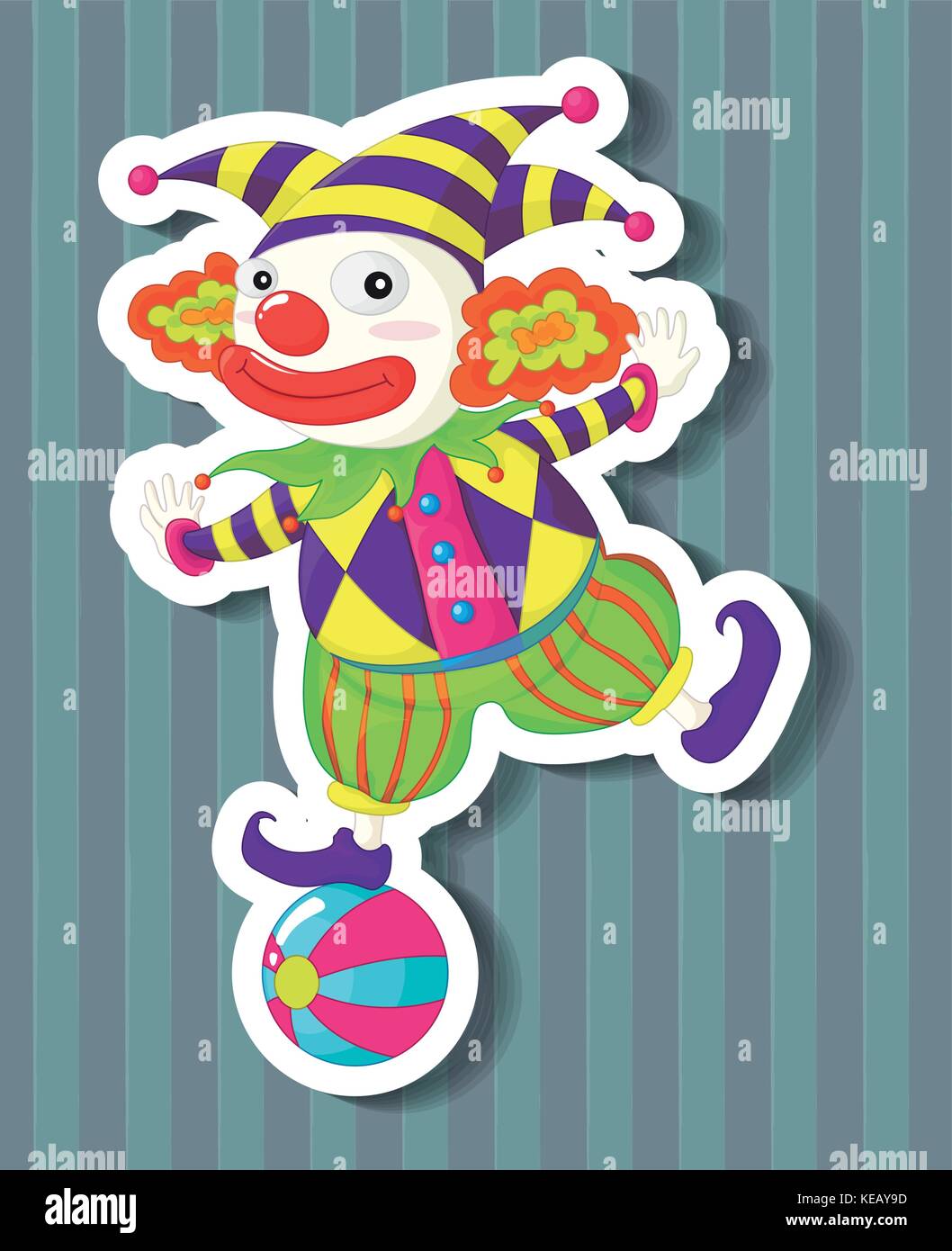 Closeup silly jester standing on a ball Stock Vector Image & Art - Alamy
