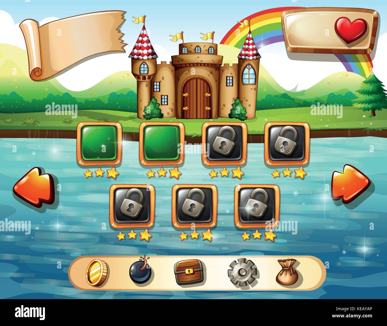 Computer game template with castle and lake Stock Vector Image & Art ...