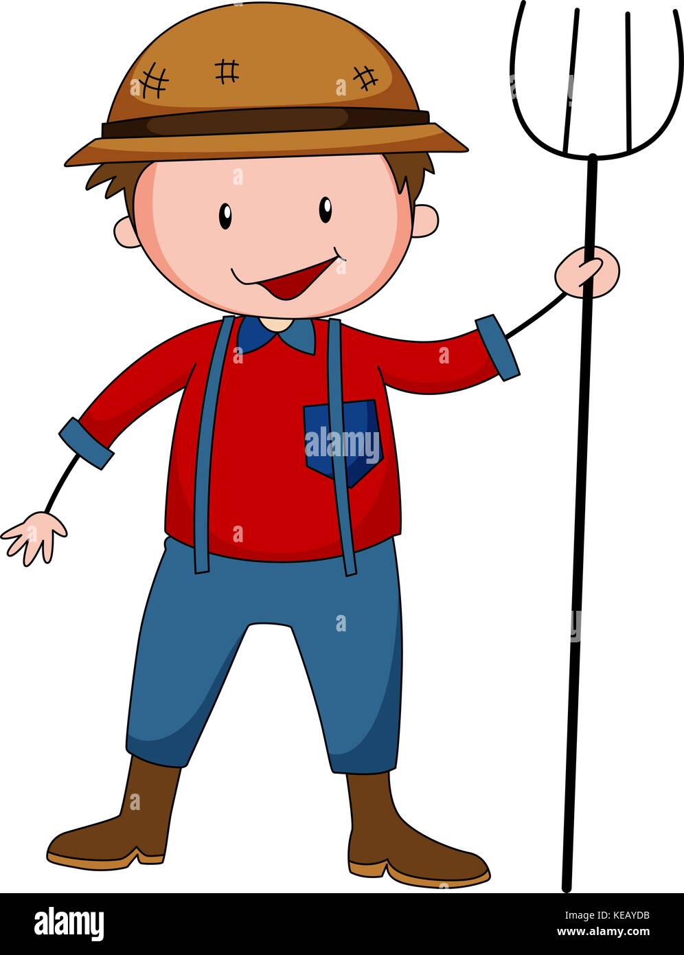 Close up happy farmer with a fork Stock Vector Image & Art - Alamy