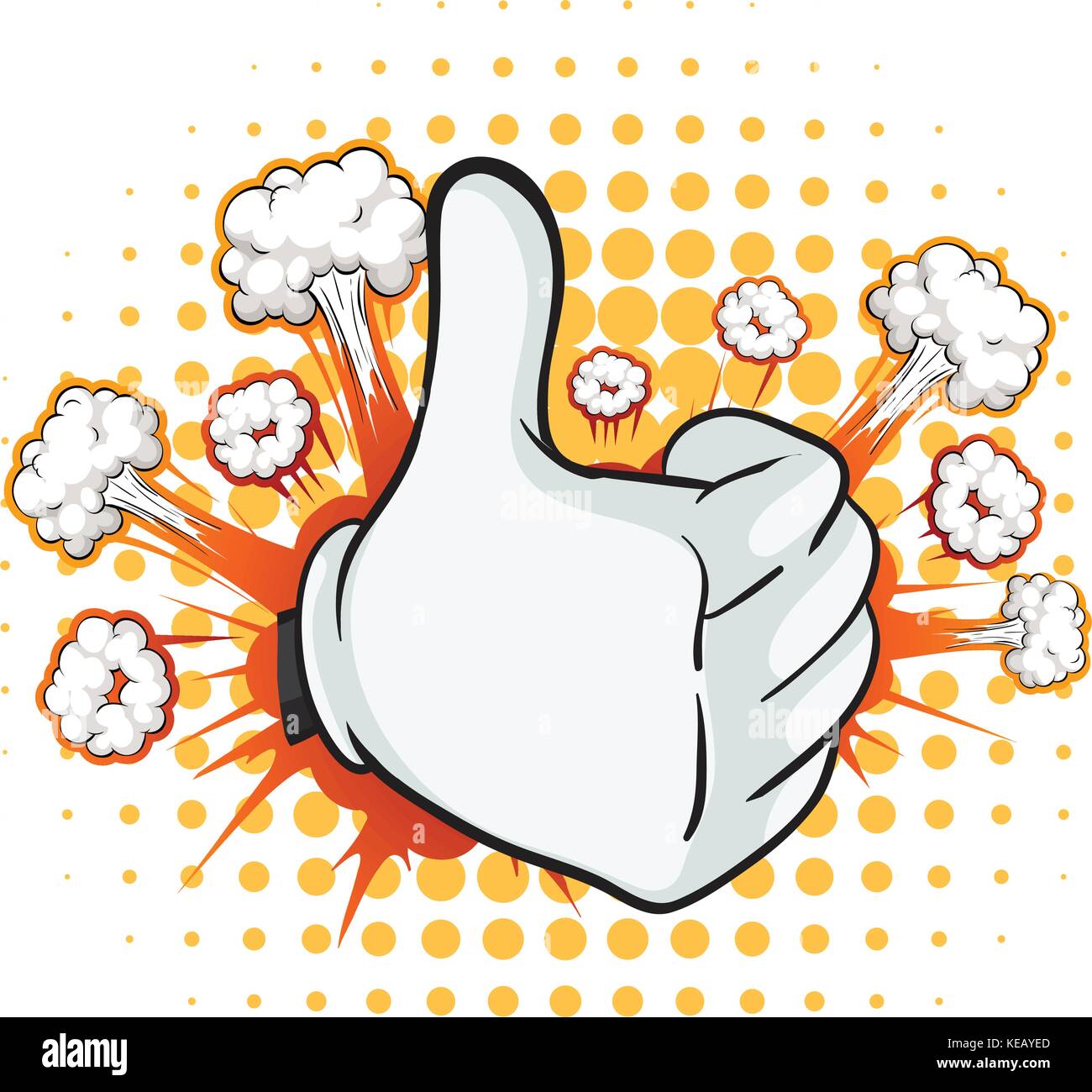 Thumb up expression with cloud explosion background Stock Vector Image ...