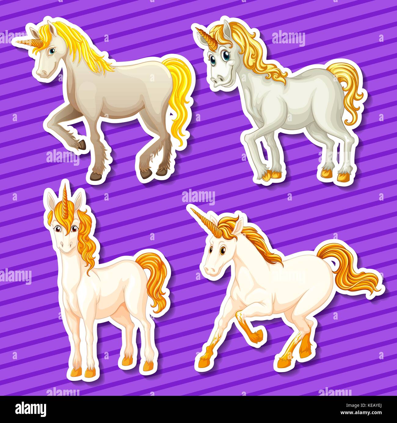 Set of white unicorn in different positions Stock Vector Image & Art ...