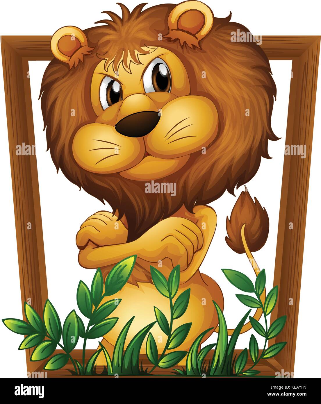 Lion on nature frame Stock Vector Images - Alamy