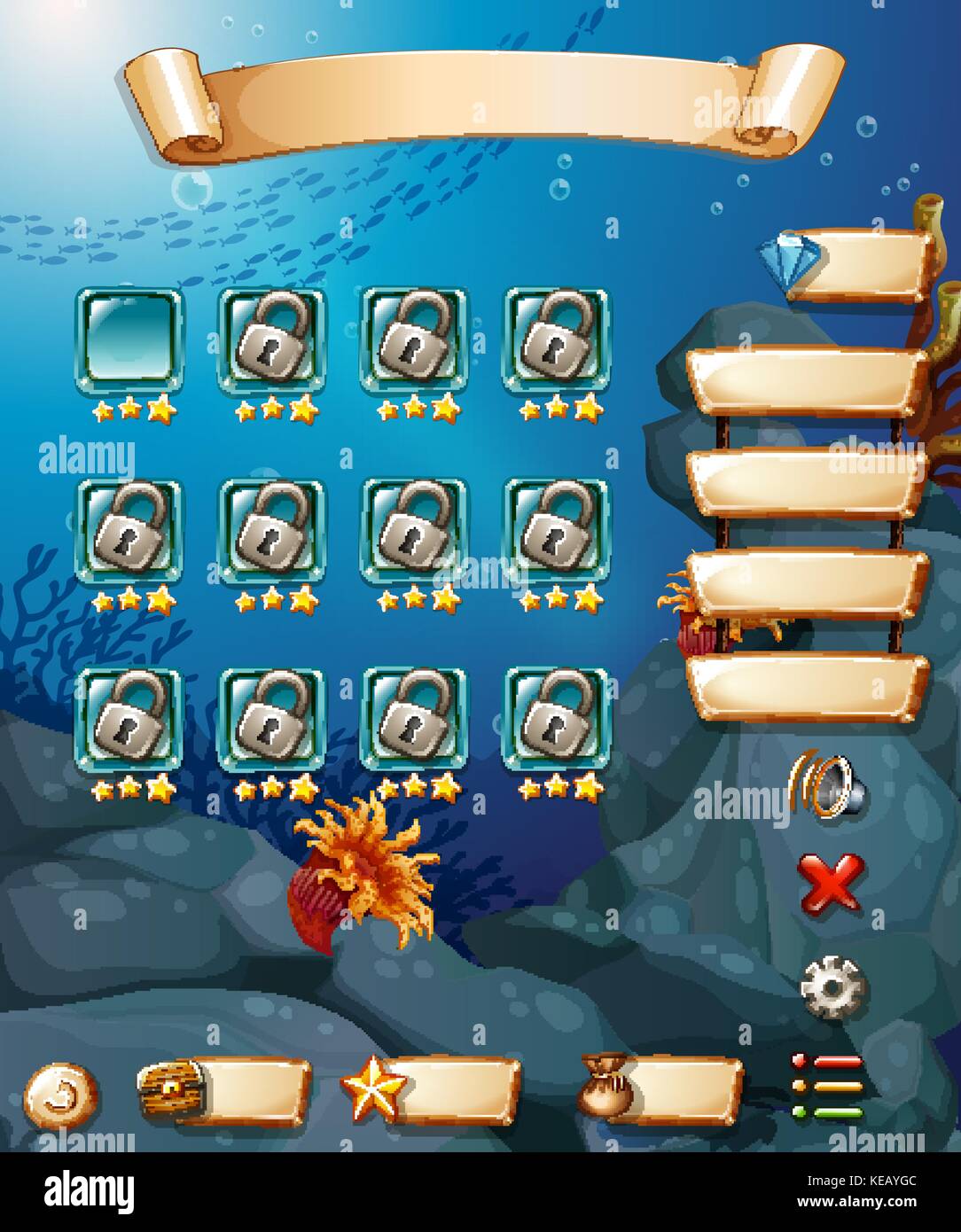 Computer game template with underwater scene Stock Vector Image & Art ...