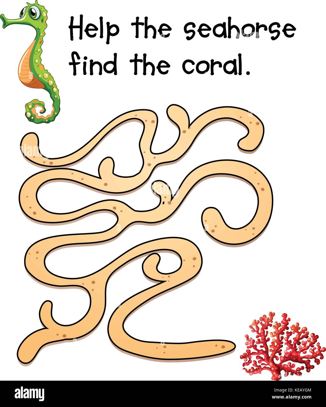 Illustration of a maze game with seahorse Stock Vector Image & Art - Alamy