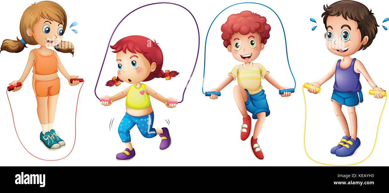 Boys and girls jumping on ropes Stock Vector Image & Art - Alamy