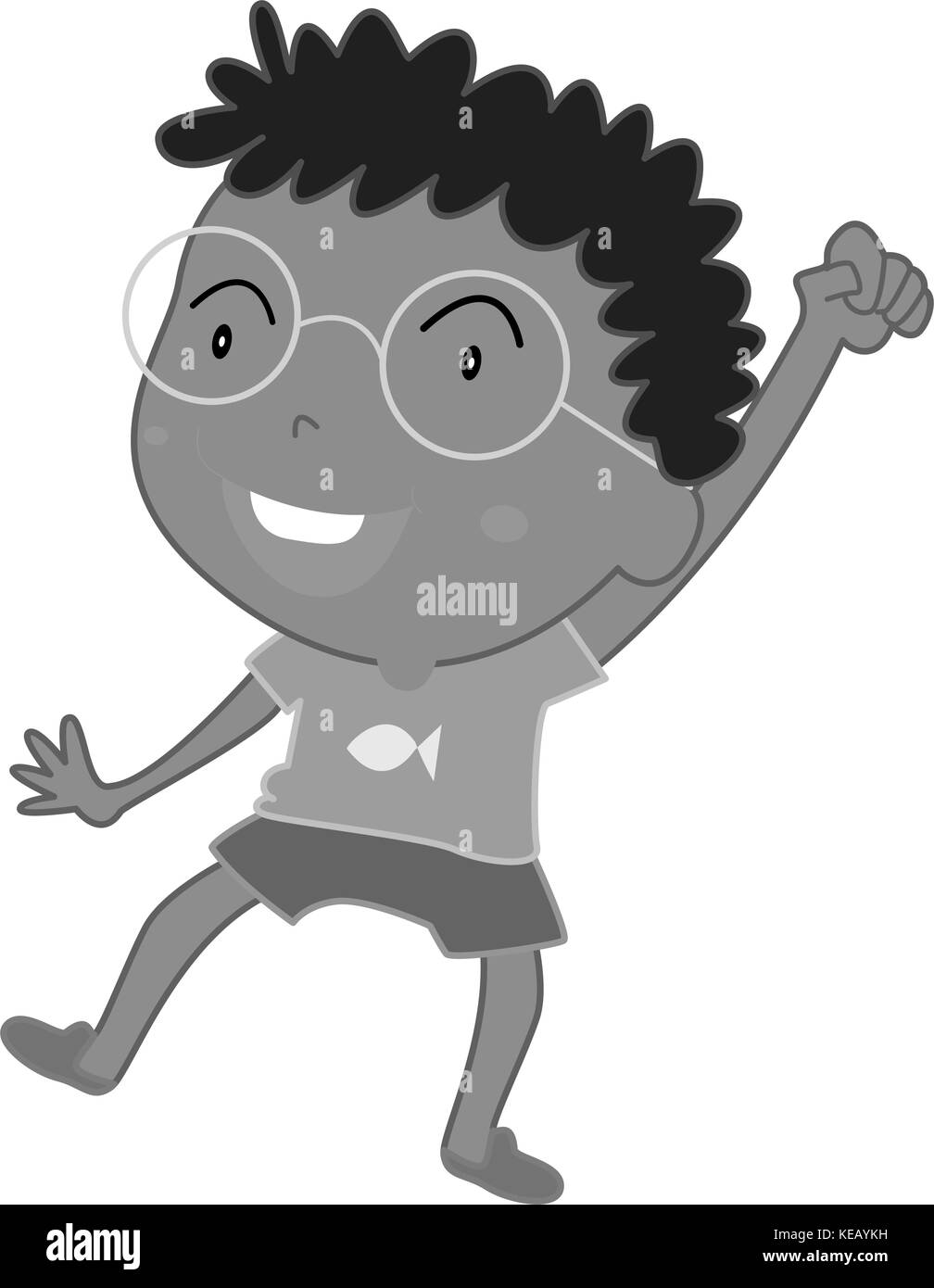 Close up happy boy rising his left arm up Stock Vector Image & Art - Alamy