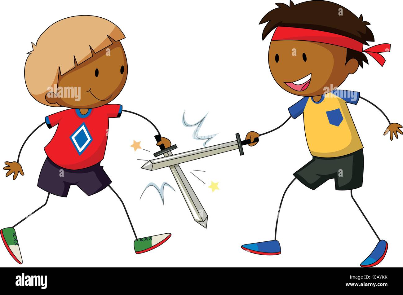 Two boys playing sword fight Stock Vector Image & Art - Alamy