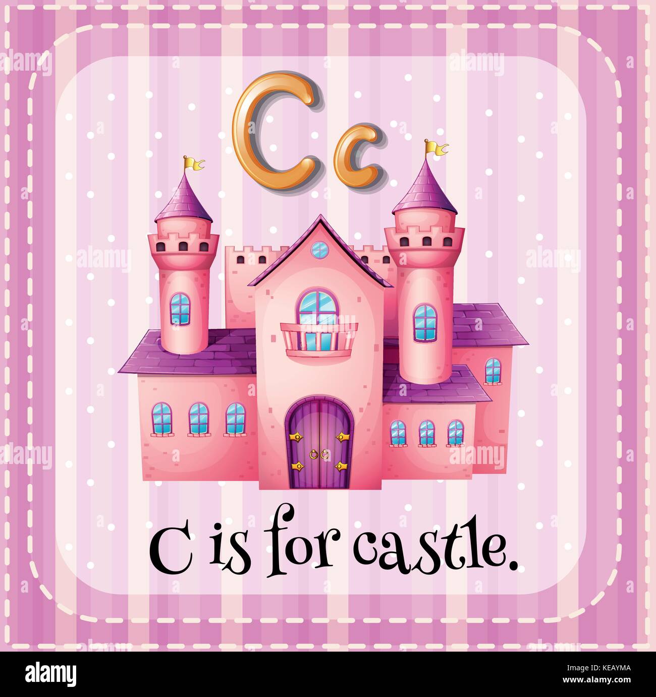 Flashcard of alphabet 'C' with pink castle picture Stock Vector Image ...